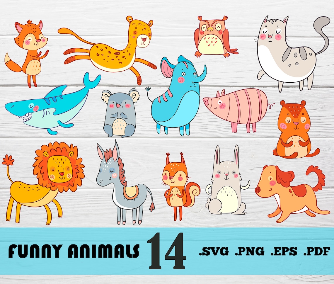Funny animals svg lion svgpig svg rabbit svg cat svg | Etsy