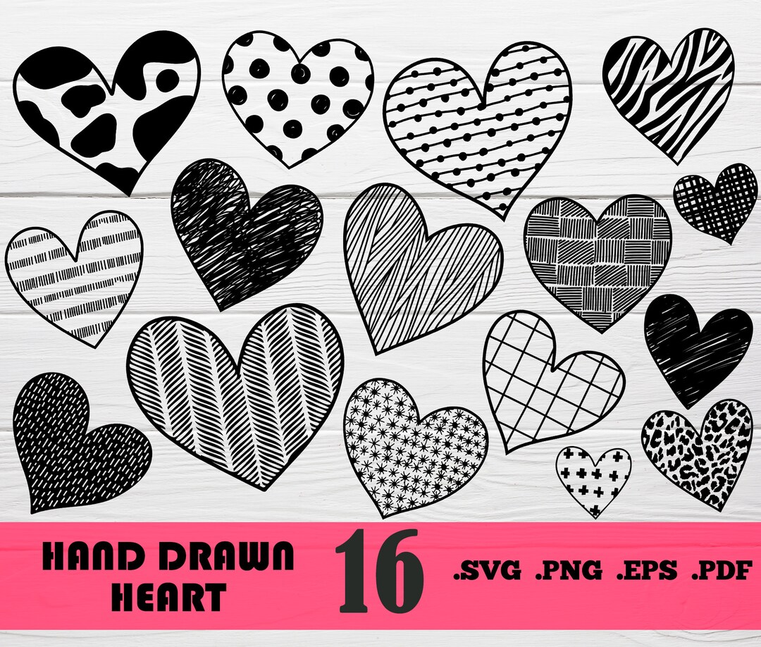Heart Svg Bundle, Hearts Svg, Love Svg, Valentine Days Svg,hand Drawn ...