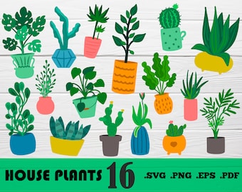 Plants SVG, Potted Plants Svg, Houseplants Svg, Flower Pot Clipart ...