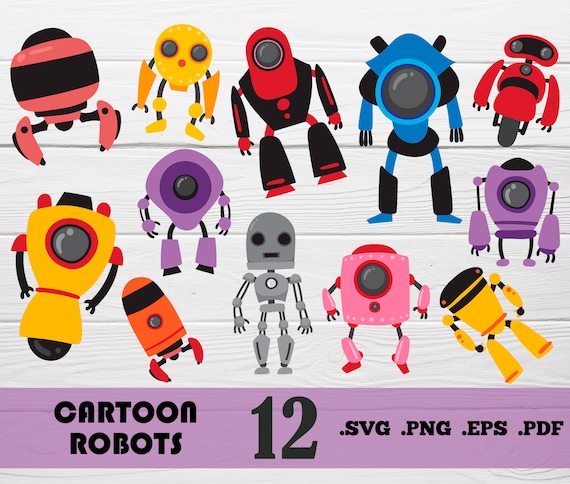CUTE ROBOTS clip art robots vector clip art robots print | Etsy