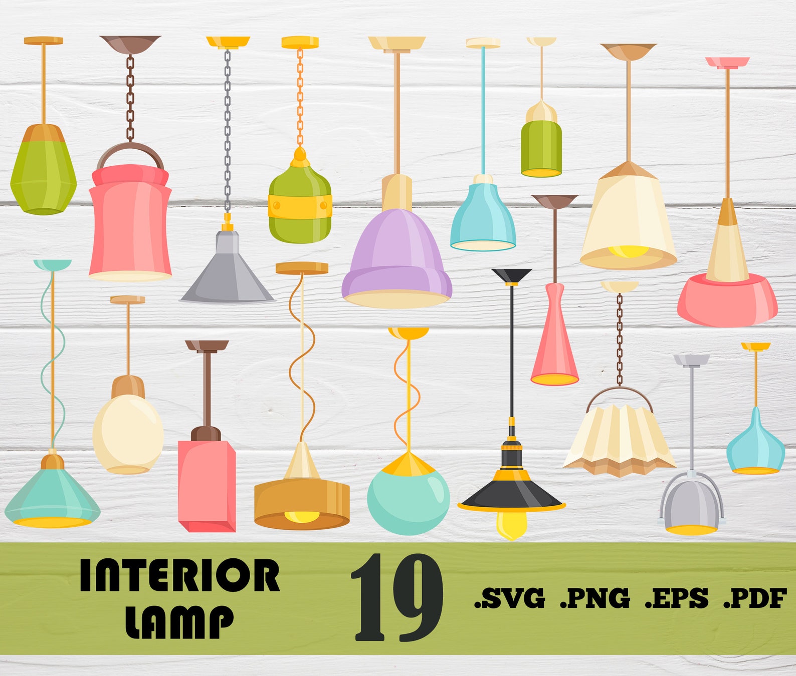 Interior Lamp Svg, Inerior Svg, Lamps Lights, Black Silhouettes Digital ...