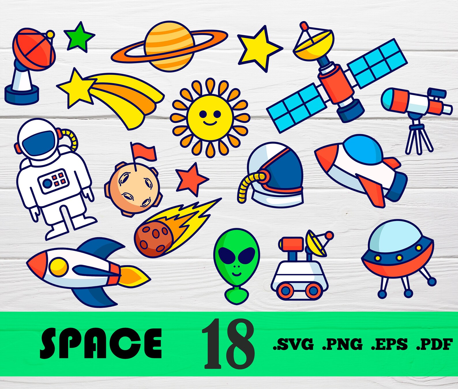 Space Clipart Svg Bundle, Outer Space Clipart, Planets Clipart ...