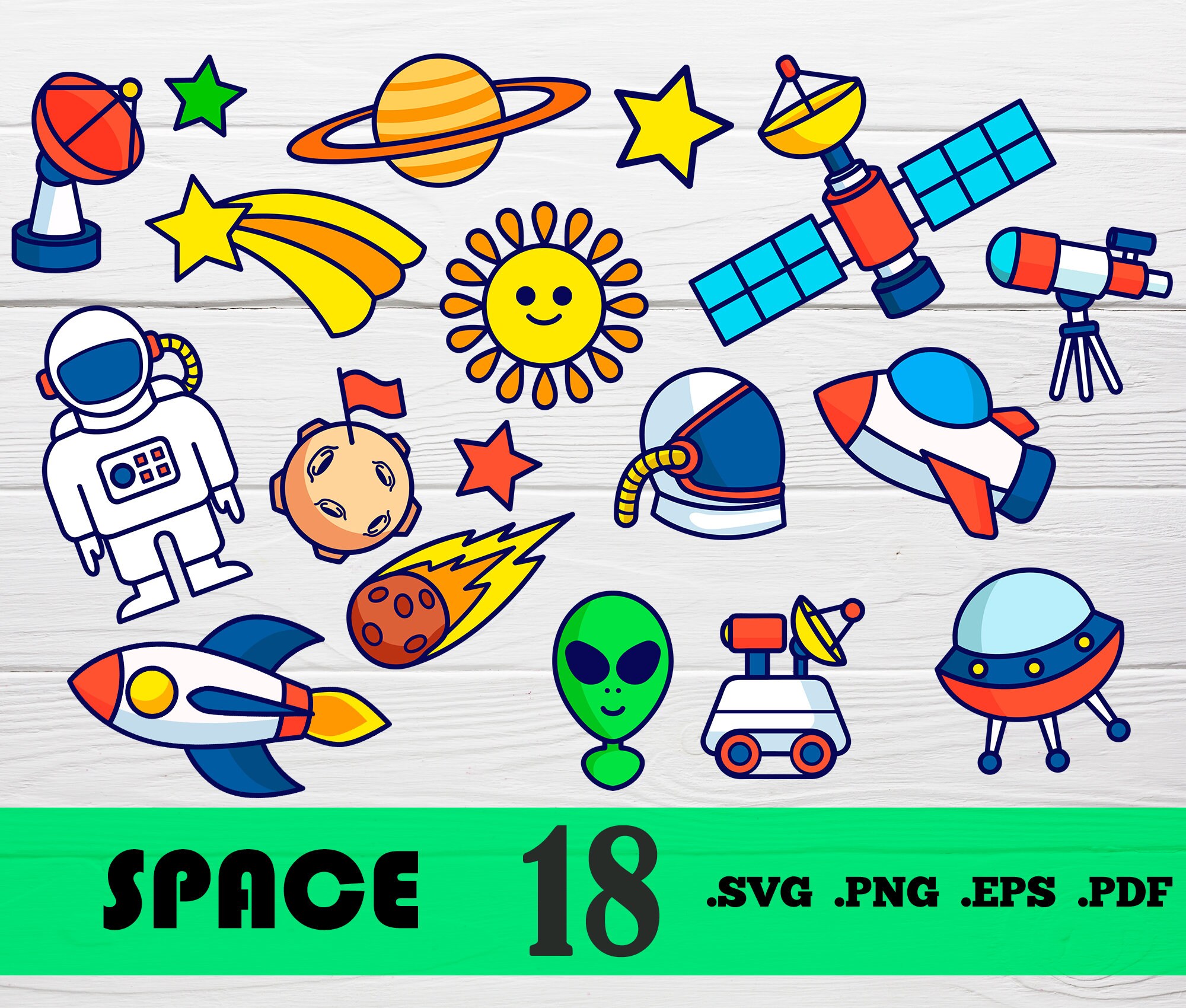 Space Clipart Svg Bundle, Outer Space Clipart, Planets Clipart ...