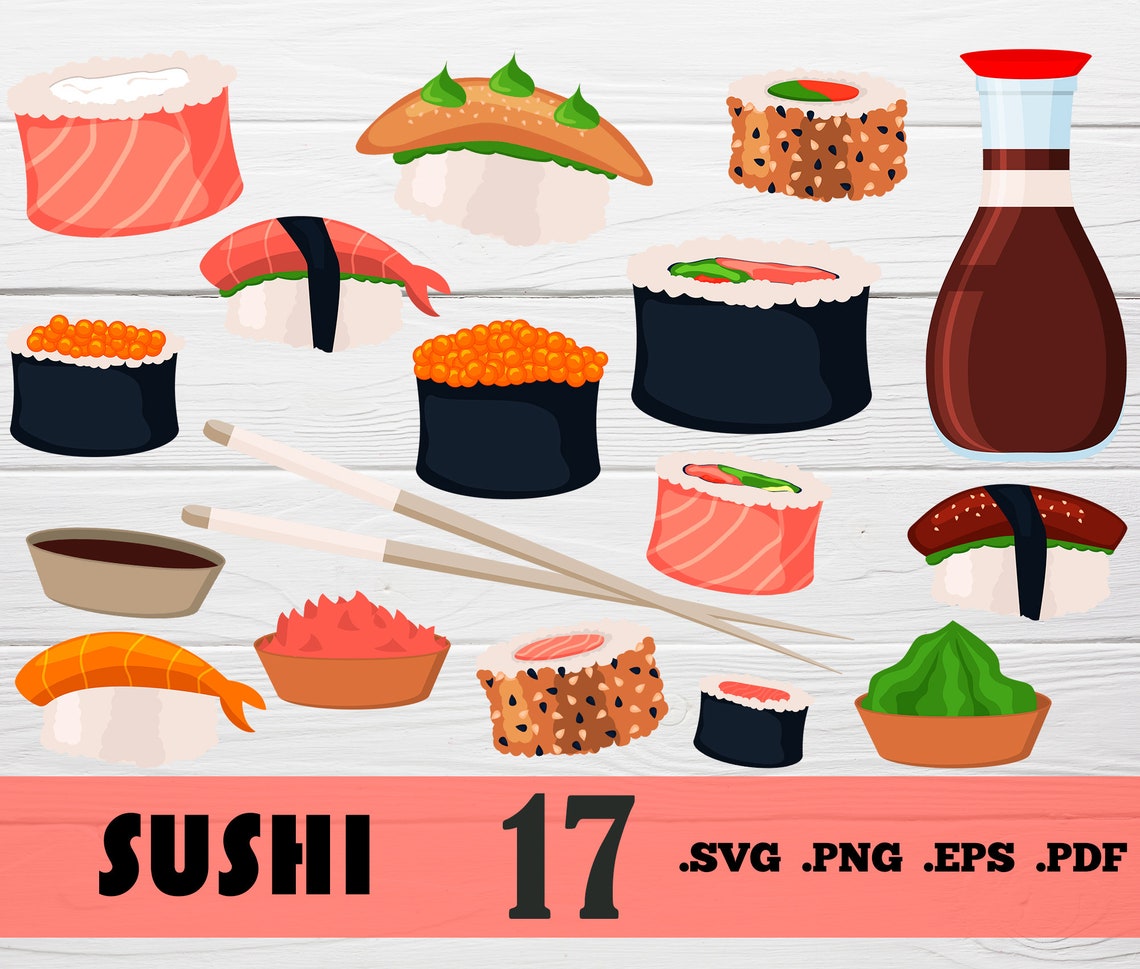 Sushi Rolls SVG, Sushi svg, Sushi Rolls Vector Clipart, Japanese Food ...