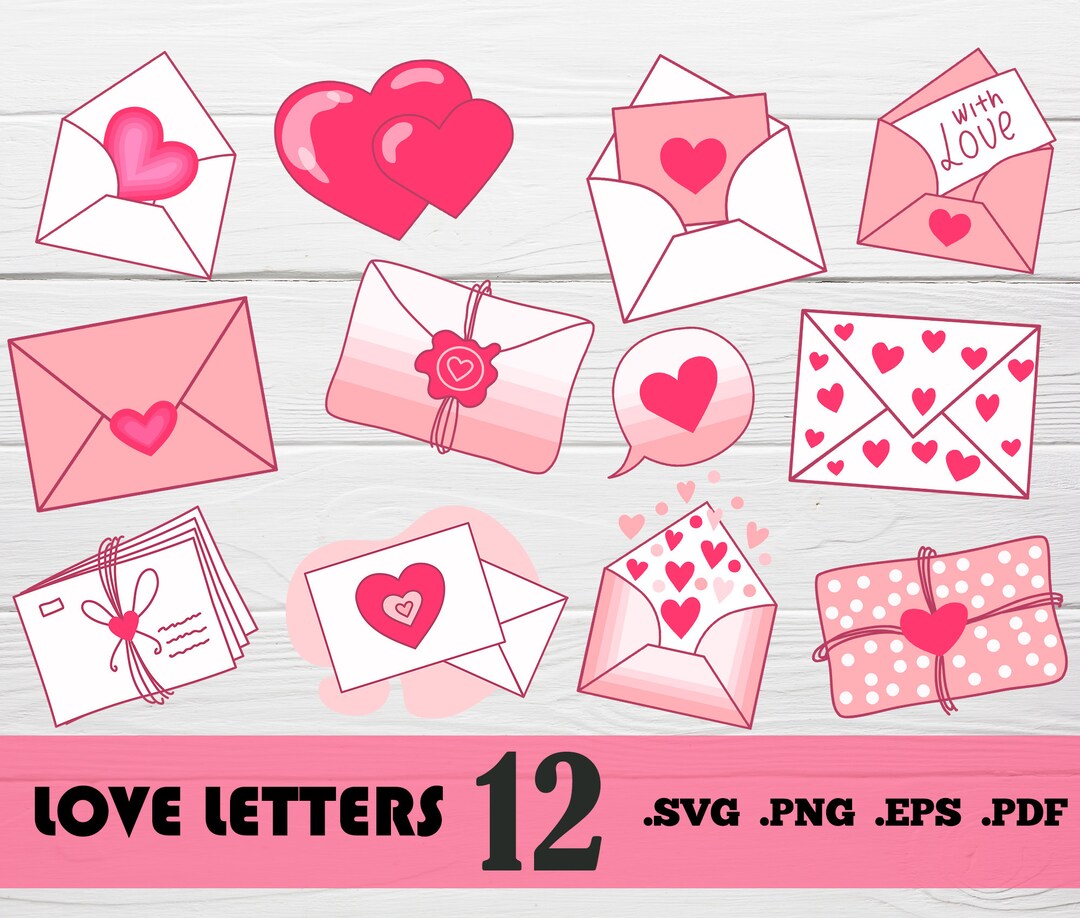 Love Letters Svg,envelope SVG Bundle, Mail SVG, Envelope Clipart, Love ...