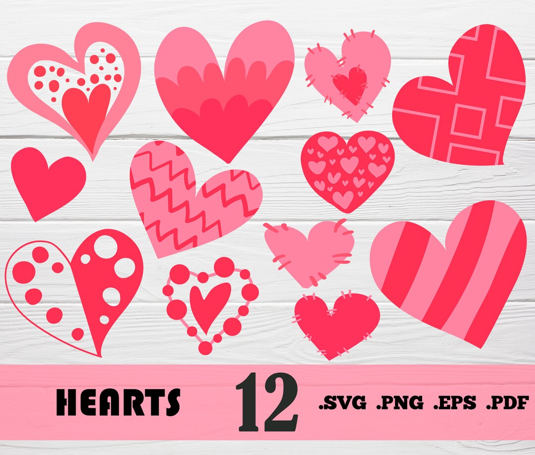Hearts Svg, Hand Drawn Hearts Svg, Doodle Hearts Svg, Pink Heart Svg ...
