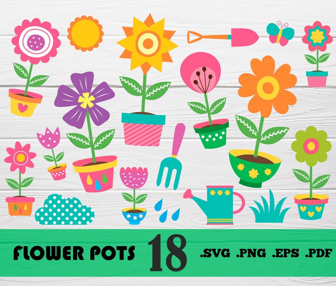 Flower Pots Svg,doodle Plants Pots Svg,plants SVG, Potted Plants Svg ...