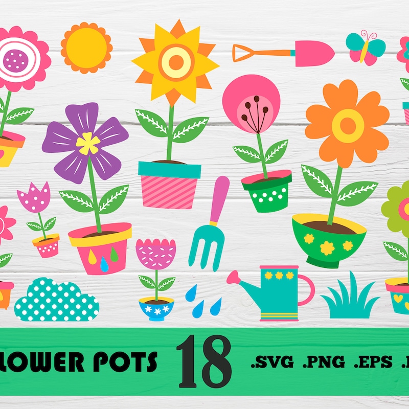 Flower Pot Svg - Etsy