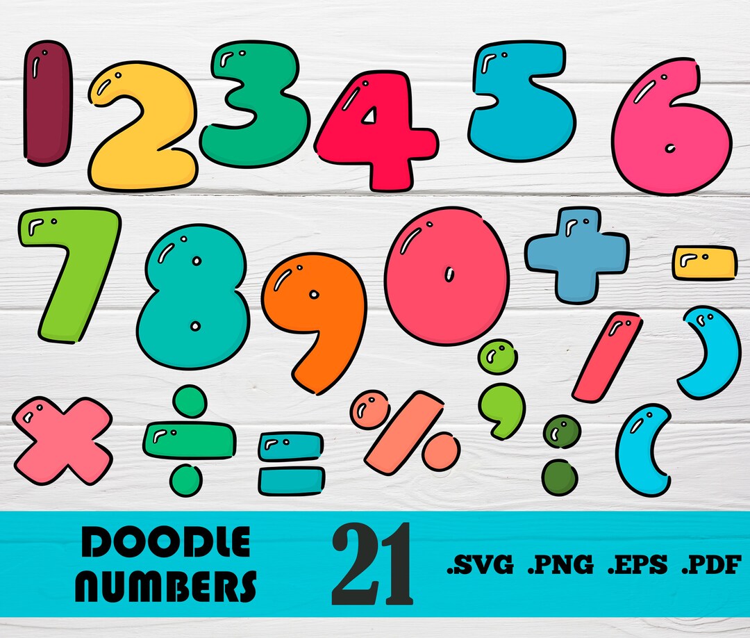 Doodle Numbers Svg, Numbers Svg,colorful Numbers Svg, Cake Number Svg ...