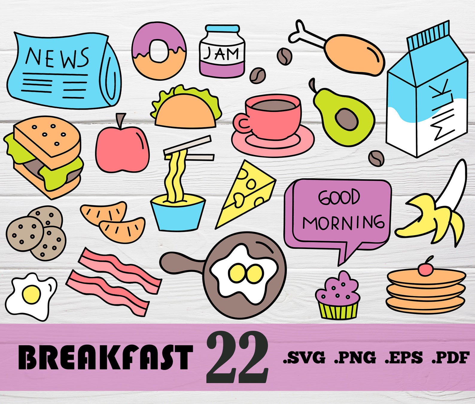 Breakfast Svg,breakfast Clipart, Breakfast SVG, Brunch Clip Art ...