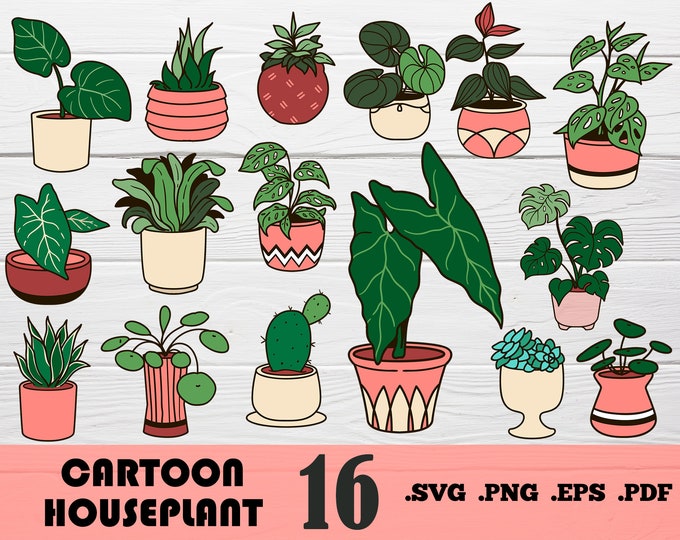 Plants SVG, Potted Plants Svg, Houseplants Svg, Flower Pot Clipart ...