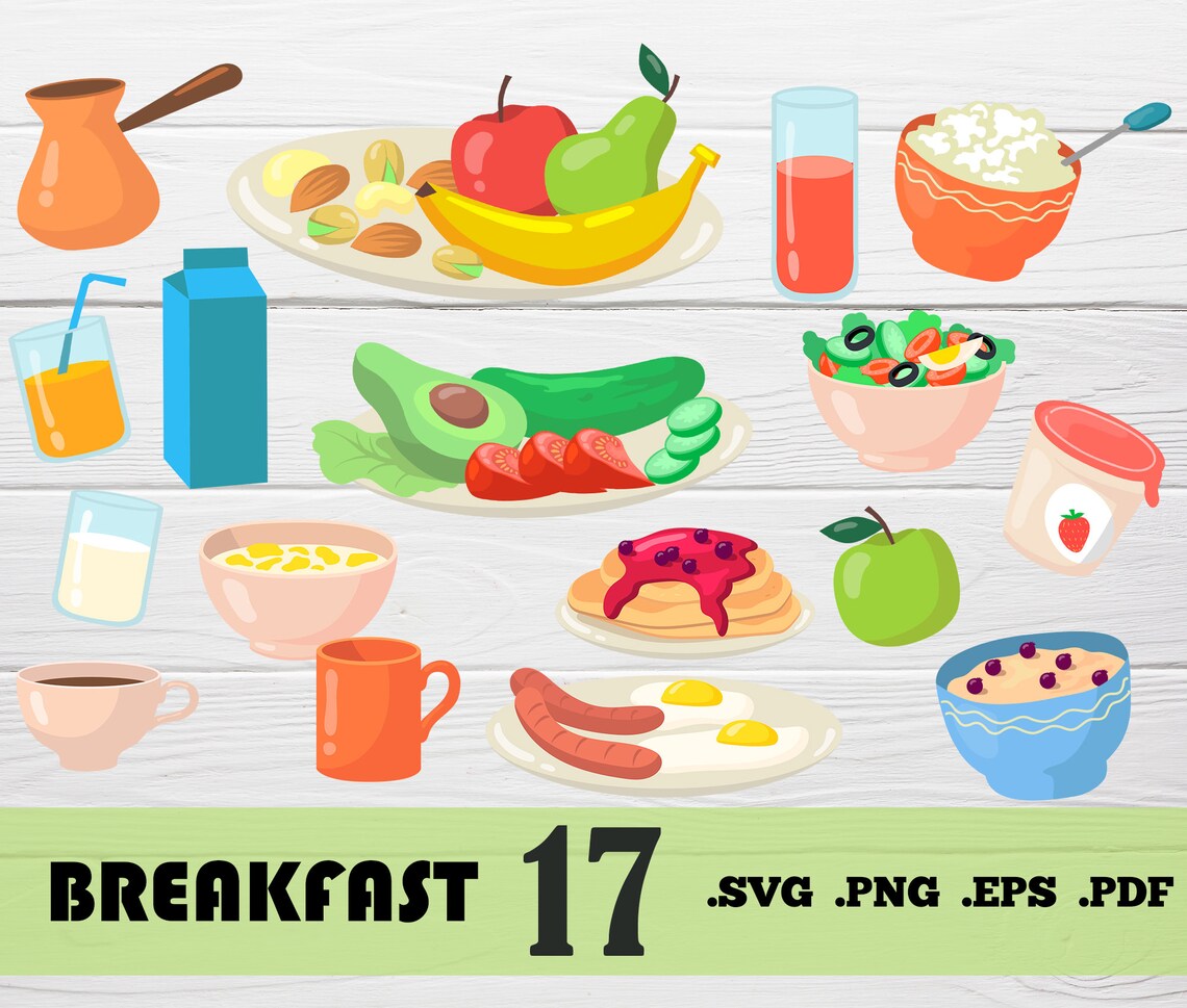 Breakfast Svg,cute Breakfast Svg,food SVG Bundle,food Clipart,milk ...