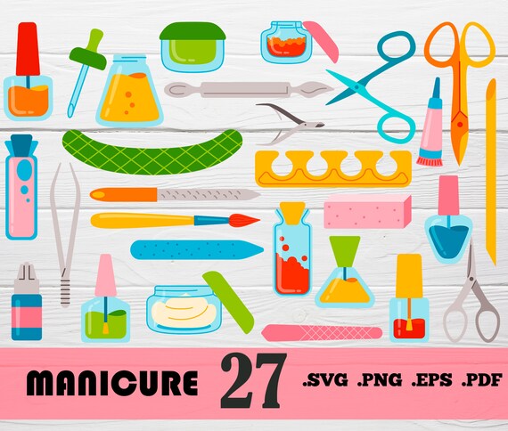 Manicure Tools Svg Nail Manicure Clipartbeauty Industry | Etsy