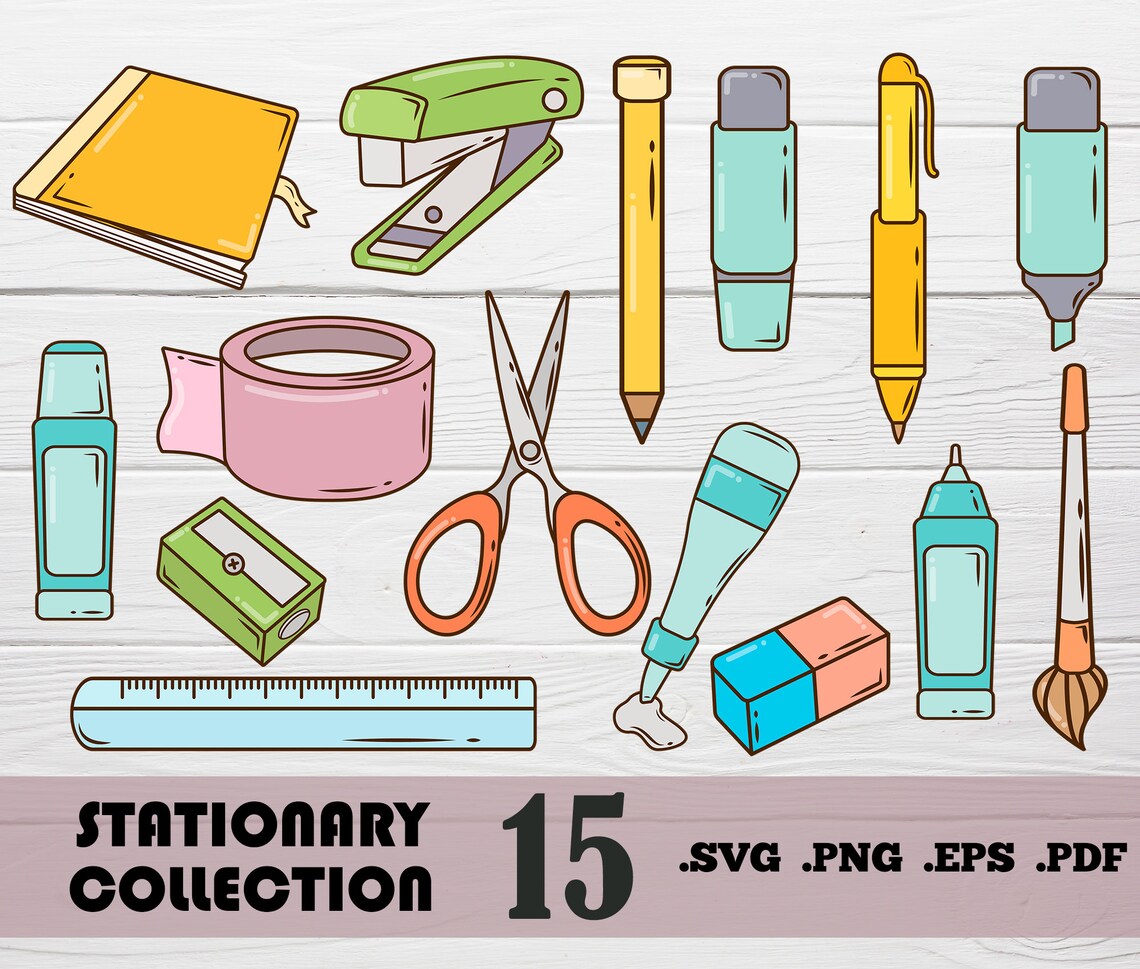 Stationery Svg,school Svg, School Supplies Svg, Back to School Svg ...