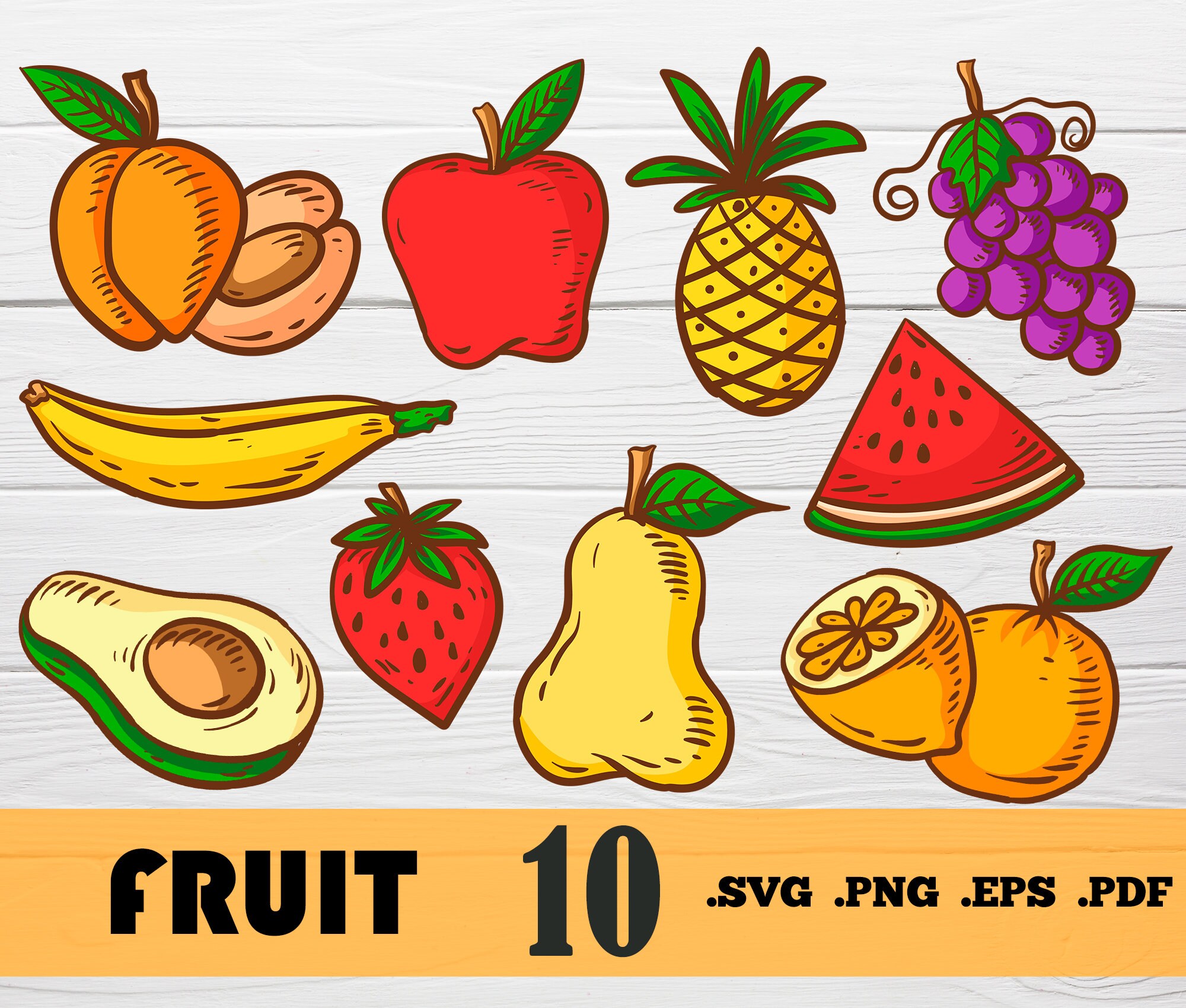 Fruit Svg,fruit SVG Bundle, Tropical Fruit SVG, Strawberry Svg ...