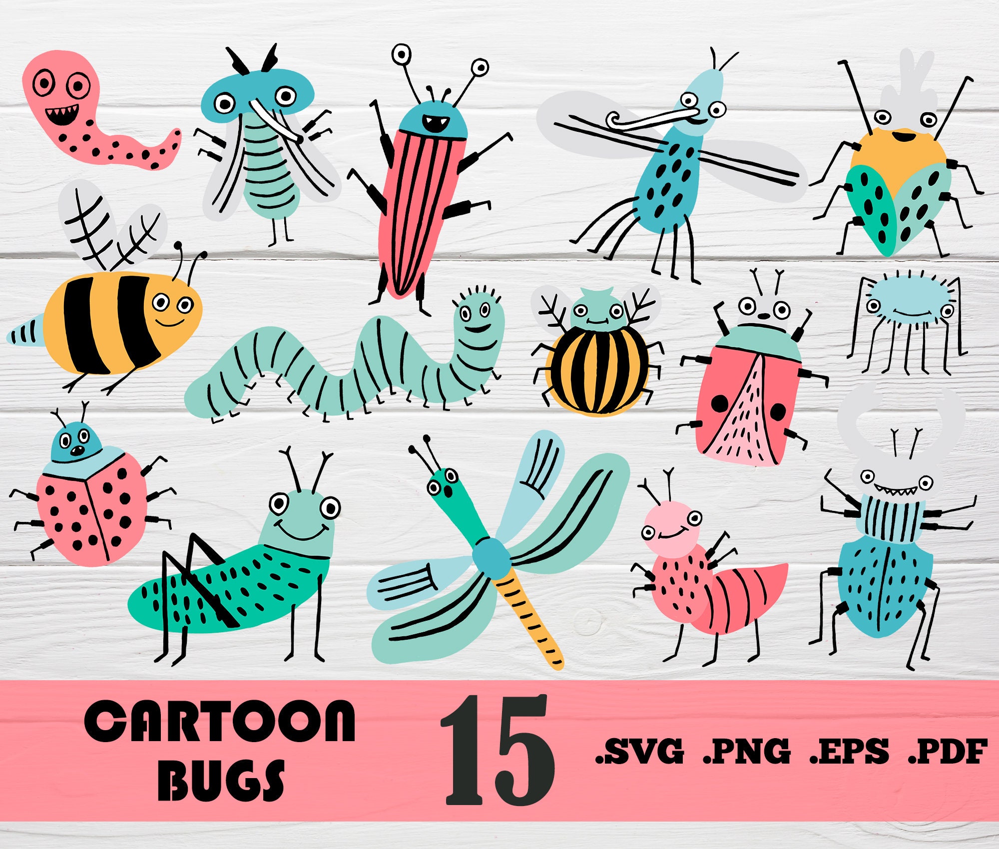 Cartoon Bugs Svg,bug Cartoon Vector, Bug Svg, Bugs Svg,insect Svg ...