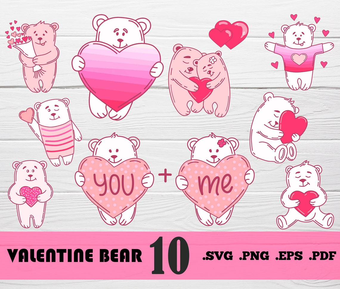Teddy Bear SVG Bundle, Cute Bear SVG, Love Bear Svg,bear Clipart ...