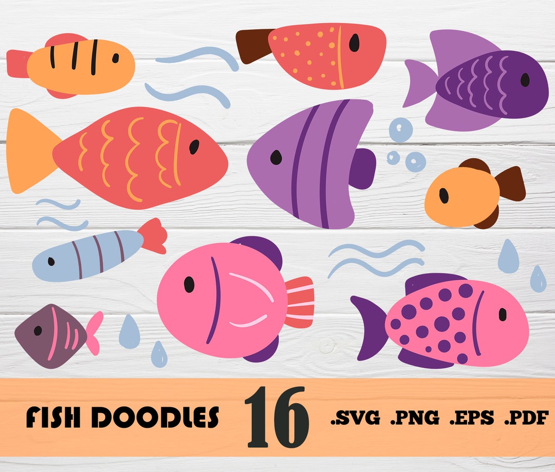 Fish Doodles Svg, Fish Svg,sea Svg, Sea Fishes Svg, Kids Prints Svg ...