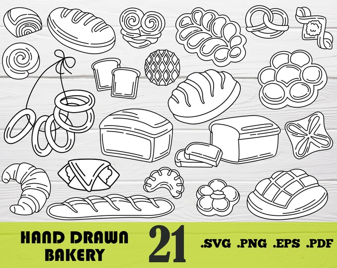 Bakery Svg, Pastry Svg, Bakery Food Svg, Bread Svg, Buns Svg, Baking ...