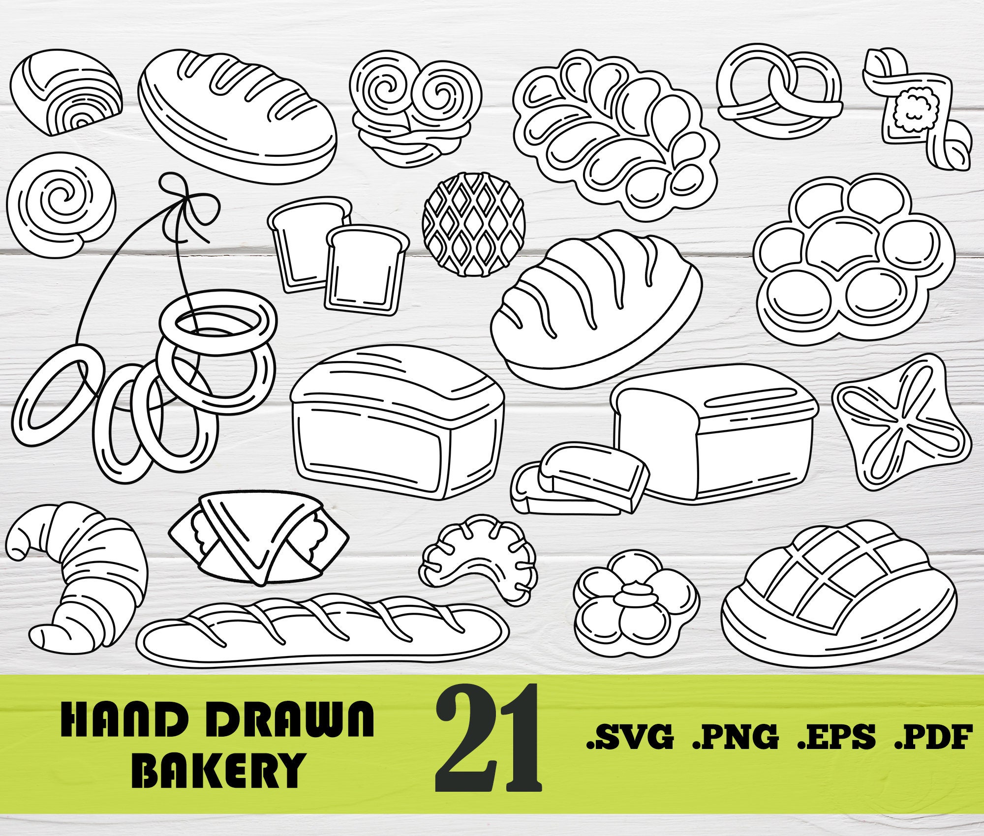 Bread Svg, Bakery Elements, Kitchen Svg Silhouette Bakery Svg, Homemade ...