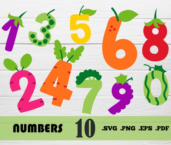 Numbers Svg Fruit Numbers Svg Fruits Svgkids Numbers - Etsy