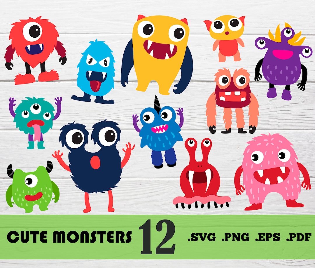 Cute Monsters Svg,cute Monster Svg,monsters Svg,cute Monster Svg,silly ...