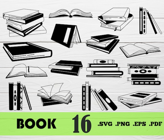 Book Svgbook SVG Books Svg Library SVG Book Silhouette - Etsy