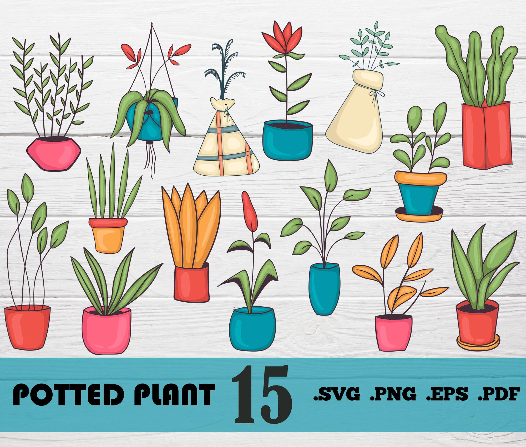 Potted Plants Svg,potted Plants Clipart Collection,potted Plants SVG ...