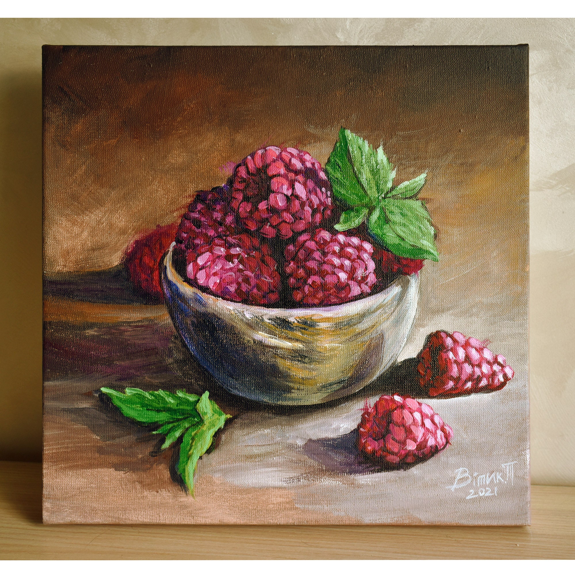 Raspberry Painting Original Painting Kitchen Art Acrylic | Etsy