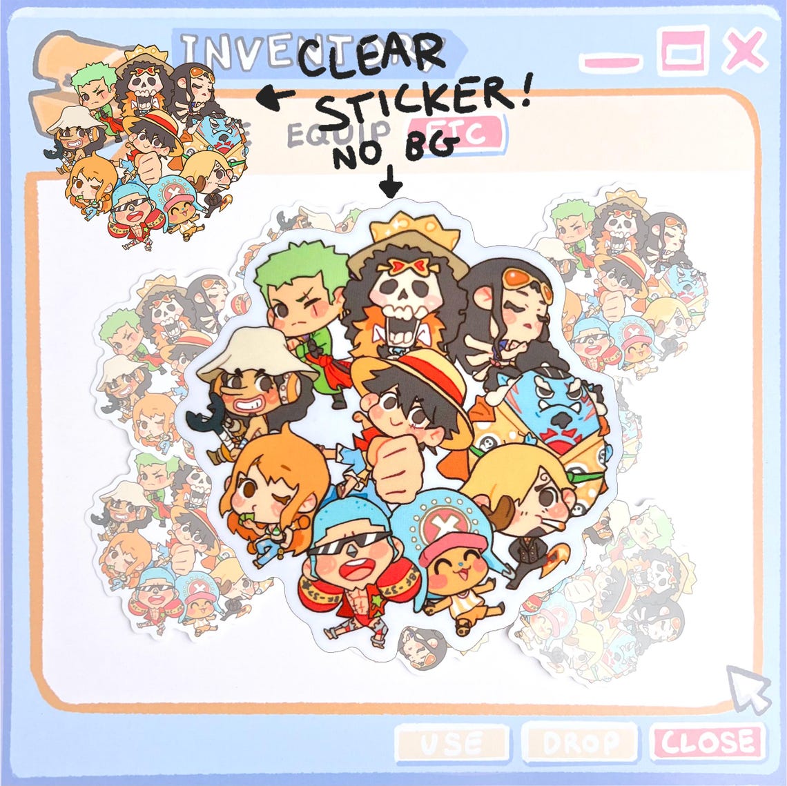 Straw Hat Crew One Piece 3" Clear Vinyl Stickers - Etsy