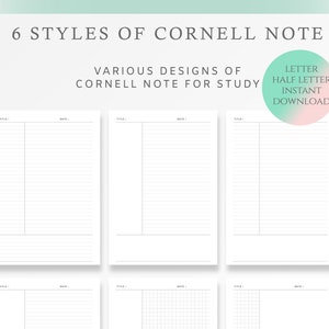 Ink Friendly Printable Cornell Note Kit Lecture Note For | Etsy