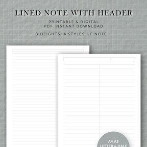 Study Lined Note Taking Papers Printable Lined Note Bundle | Etsy