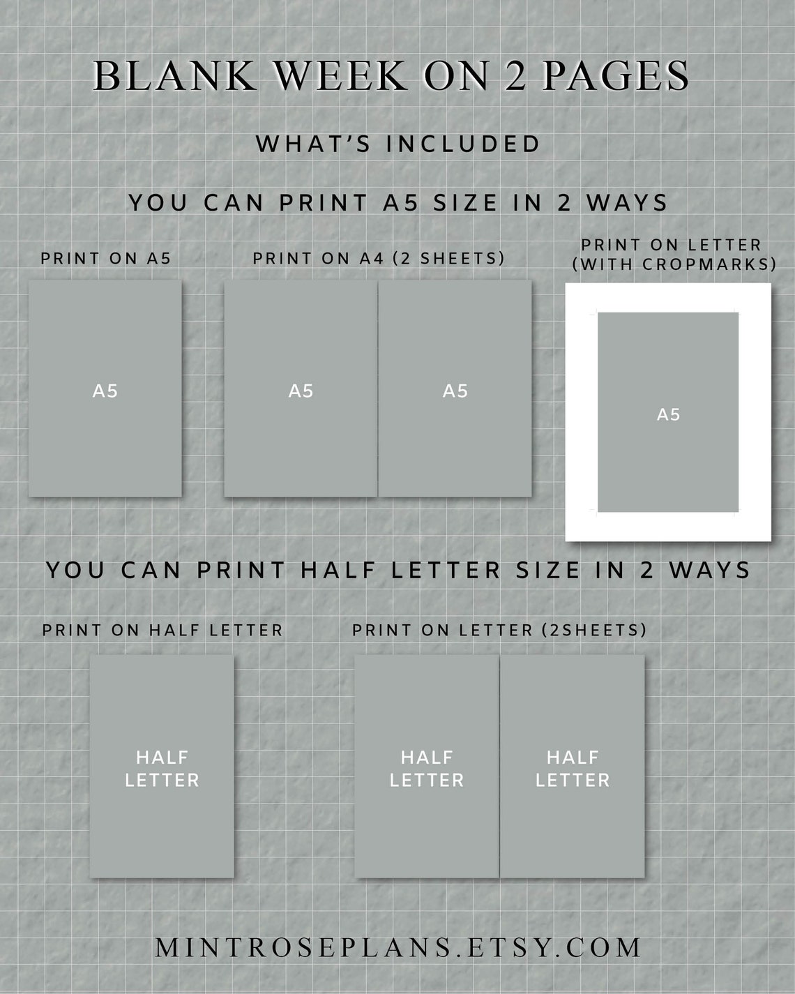 Blank Week on 2 Pages Printable Planner Pages Perfect for | Etsy