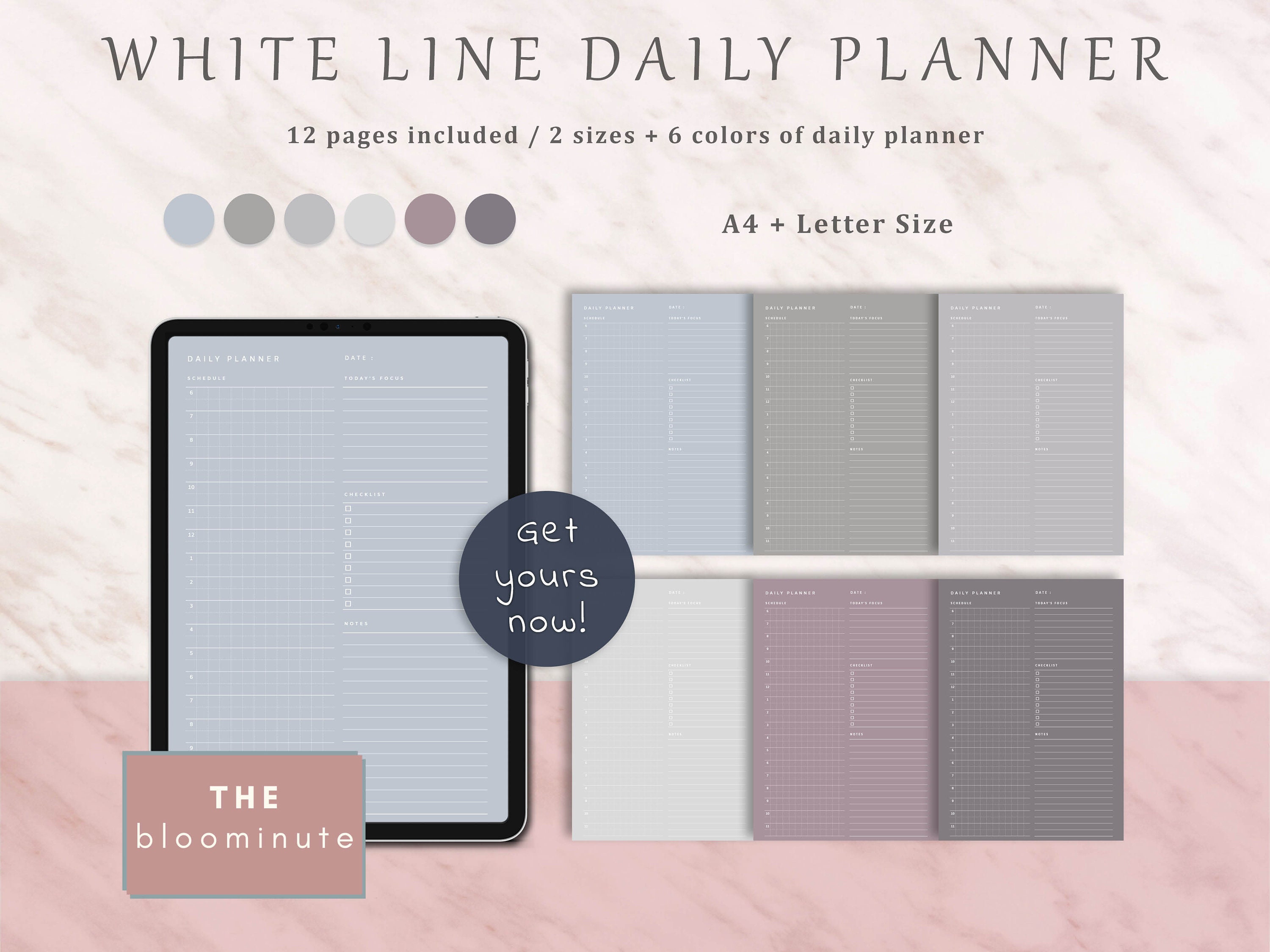 Minimalist Daily Planner Gray Sheet With White Lines A4 - Etsy