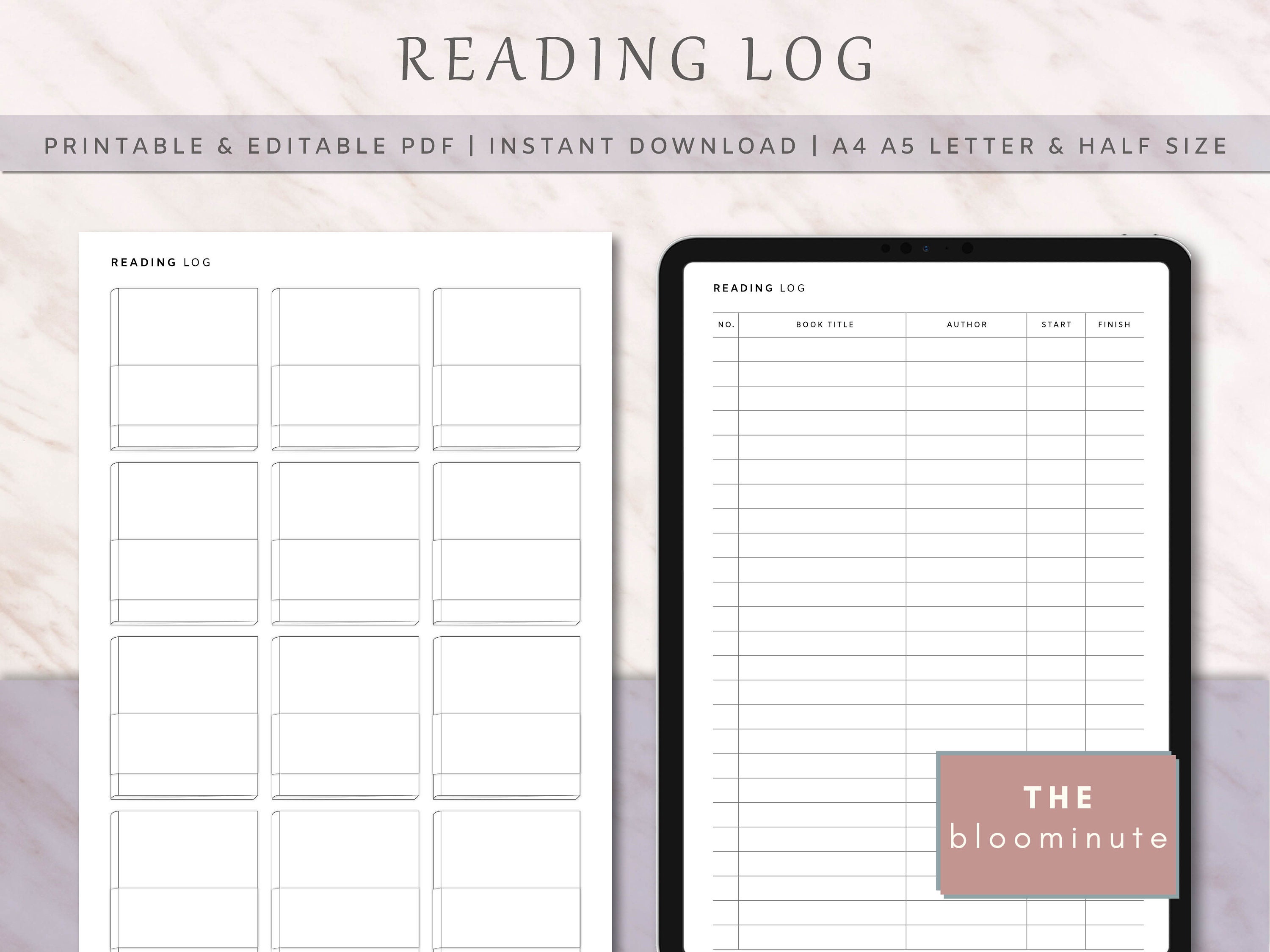 2 Styles of Editable Reading Log Digital Reading Tracker A4 - Etsy