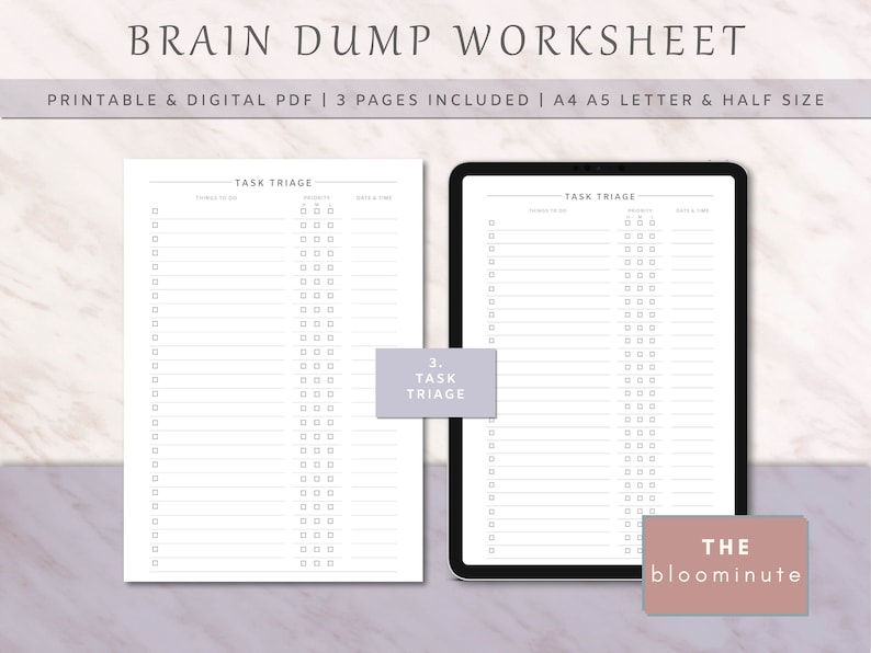 Organize Your Thoughts With Brain Dump Worksheet Printable - Etsy