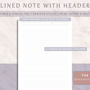 Study Lined Note Taking Papers Printable | Lined Note Bundle | A4, A5 ...