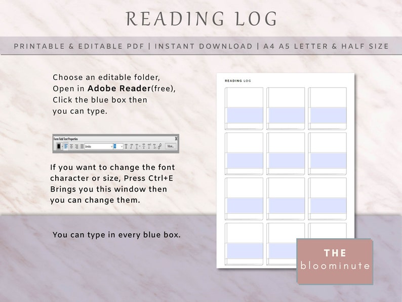 2 Styles of Editable Reading Log Digital Reading Tracker A4 - Etsy