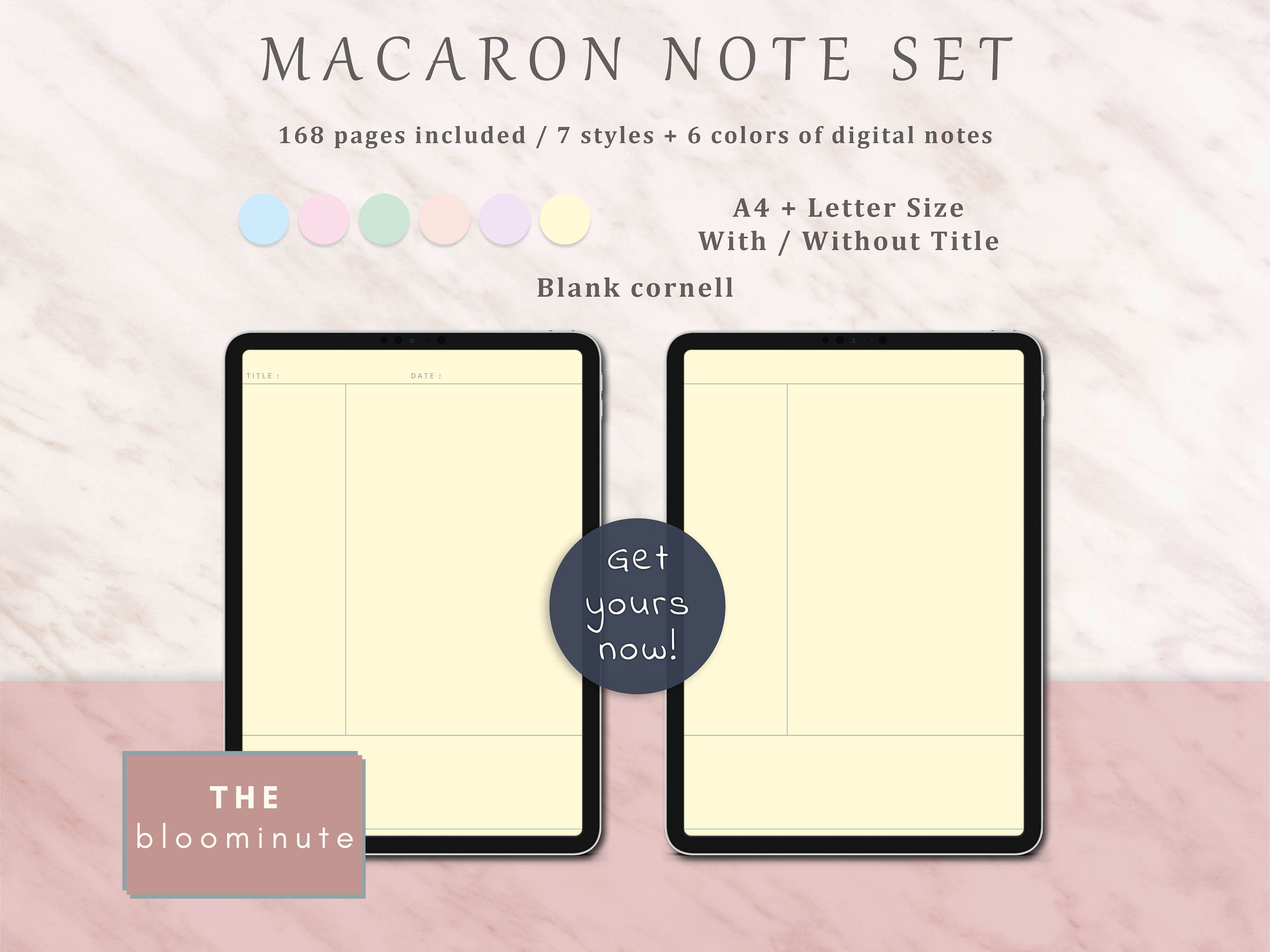 168 Soft Color Digital Note Taking Templates, Dot, Grid, Lined, Cornell ...