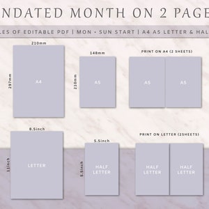 Month on 2 Pages Editable Planner | Undated Monthly Planner Fillable ...