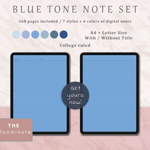 168 Blue Color Digital Note Taking Templates, Dot, Graph, Lined ...