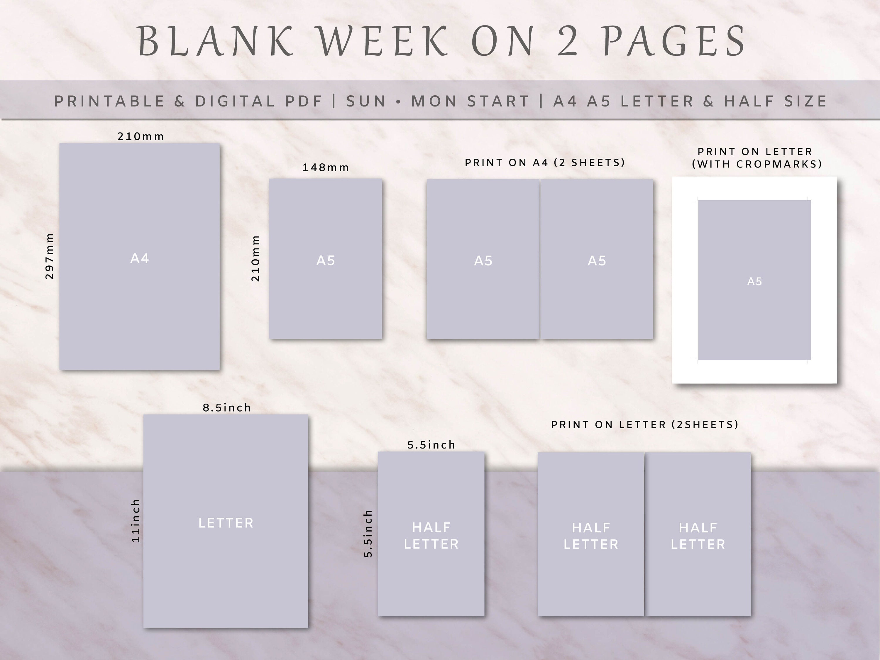 Blank Week on 2 Pages Printable Planner Pages, Perfect for Planning, A4 ...