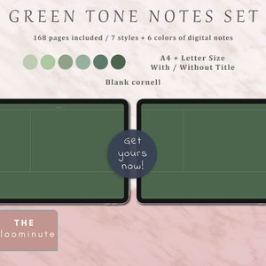168 Horizontal Green Color Digital Note Taking Template, Dot, Graph ...