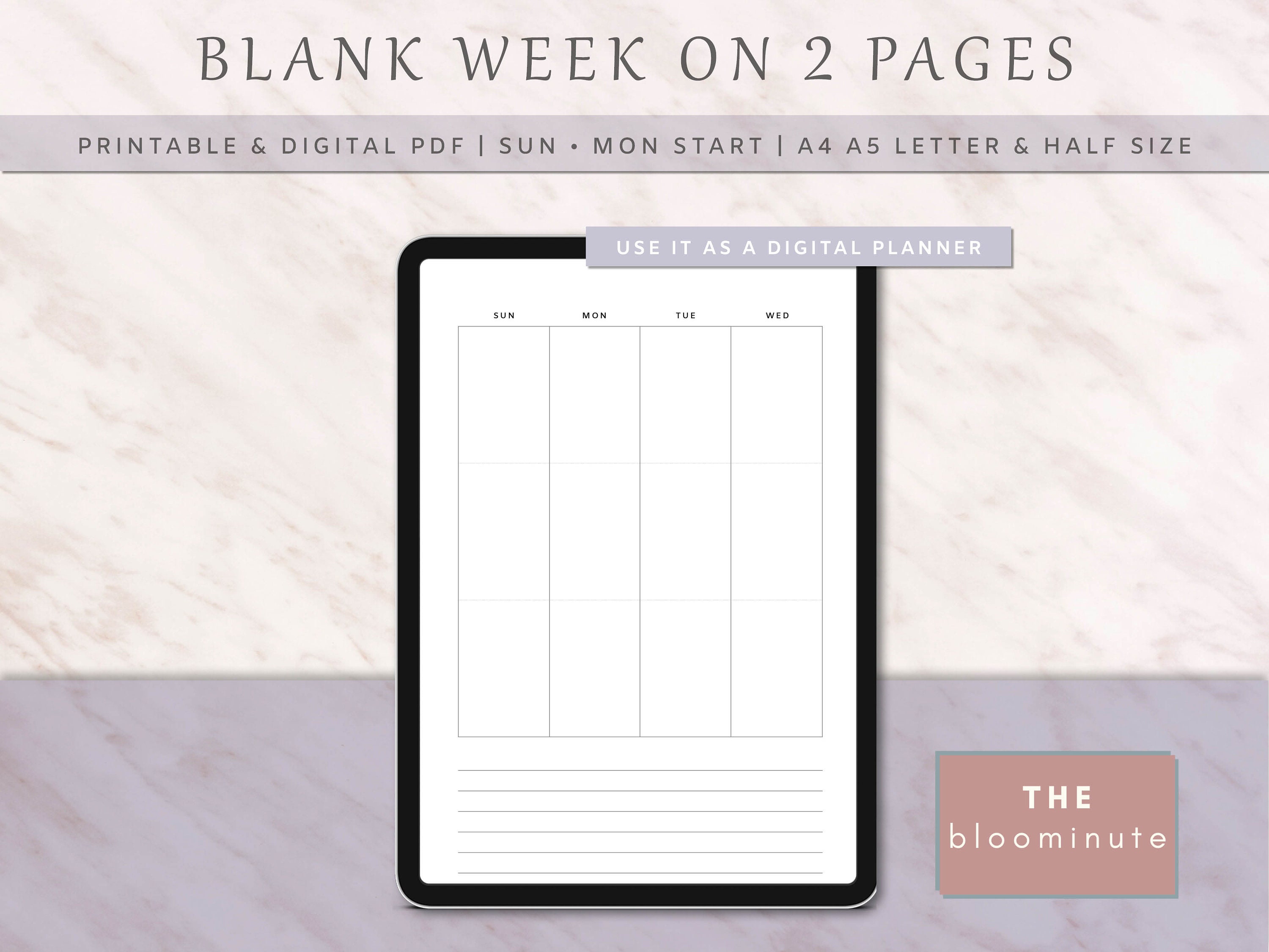 Blank Week on 2 Pages Printable Planner Pages, Perfect for Planning, A4 ...