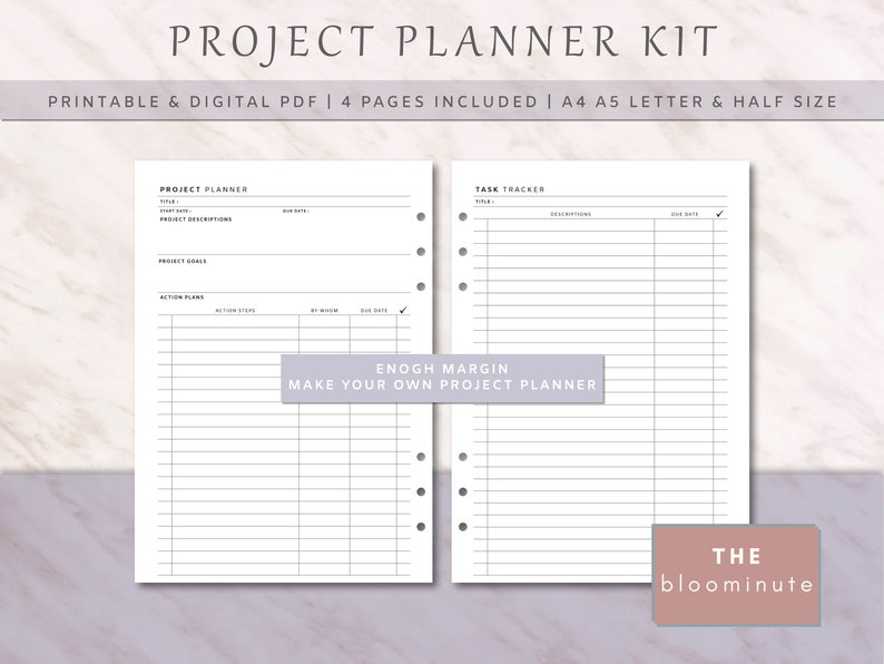 Printable & Digital Project Planner | Project Management PDF A4 A5 ...