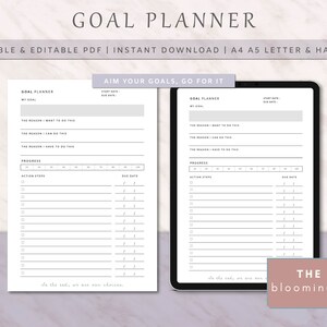 Editable Dream Goal Planner Worksheets, Goal Setting Planner, A4, A5 ...