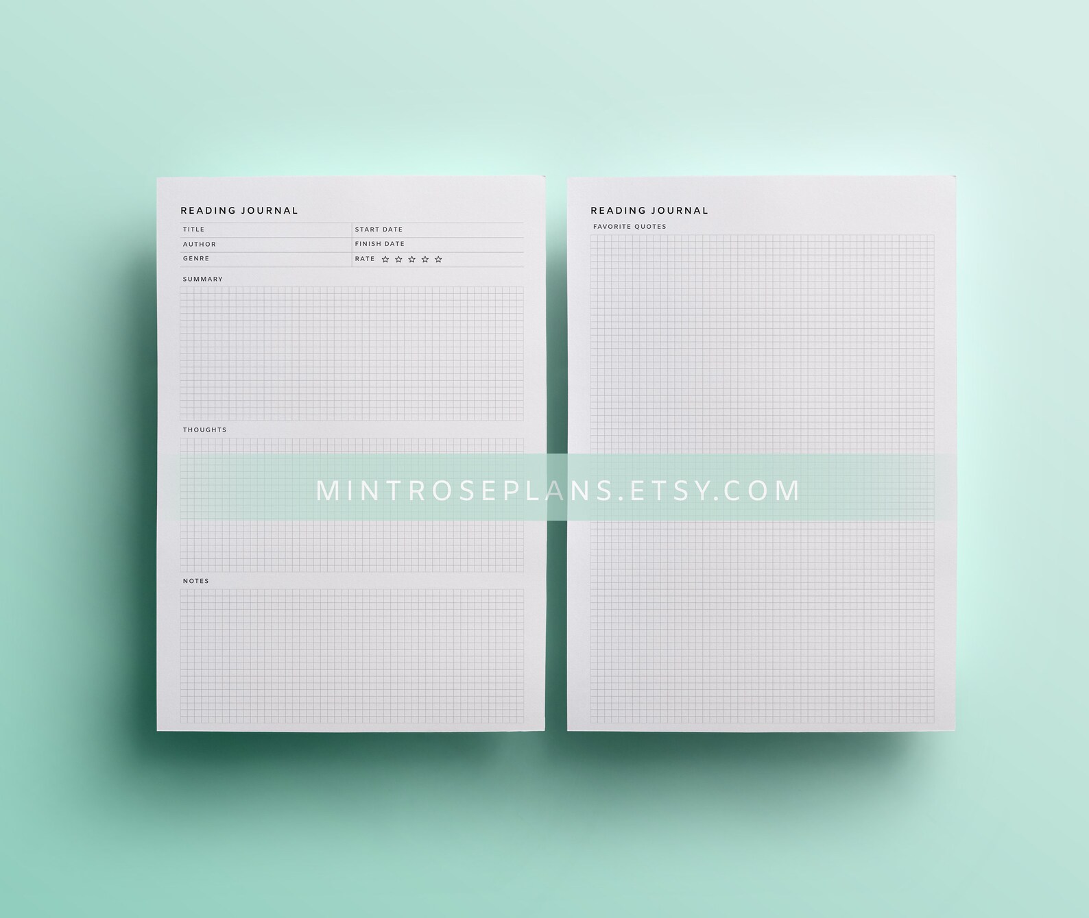 Reading Journal Templates for Book Lovers with Favorite Quotes | Etsy