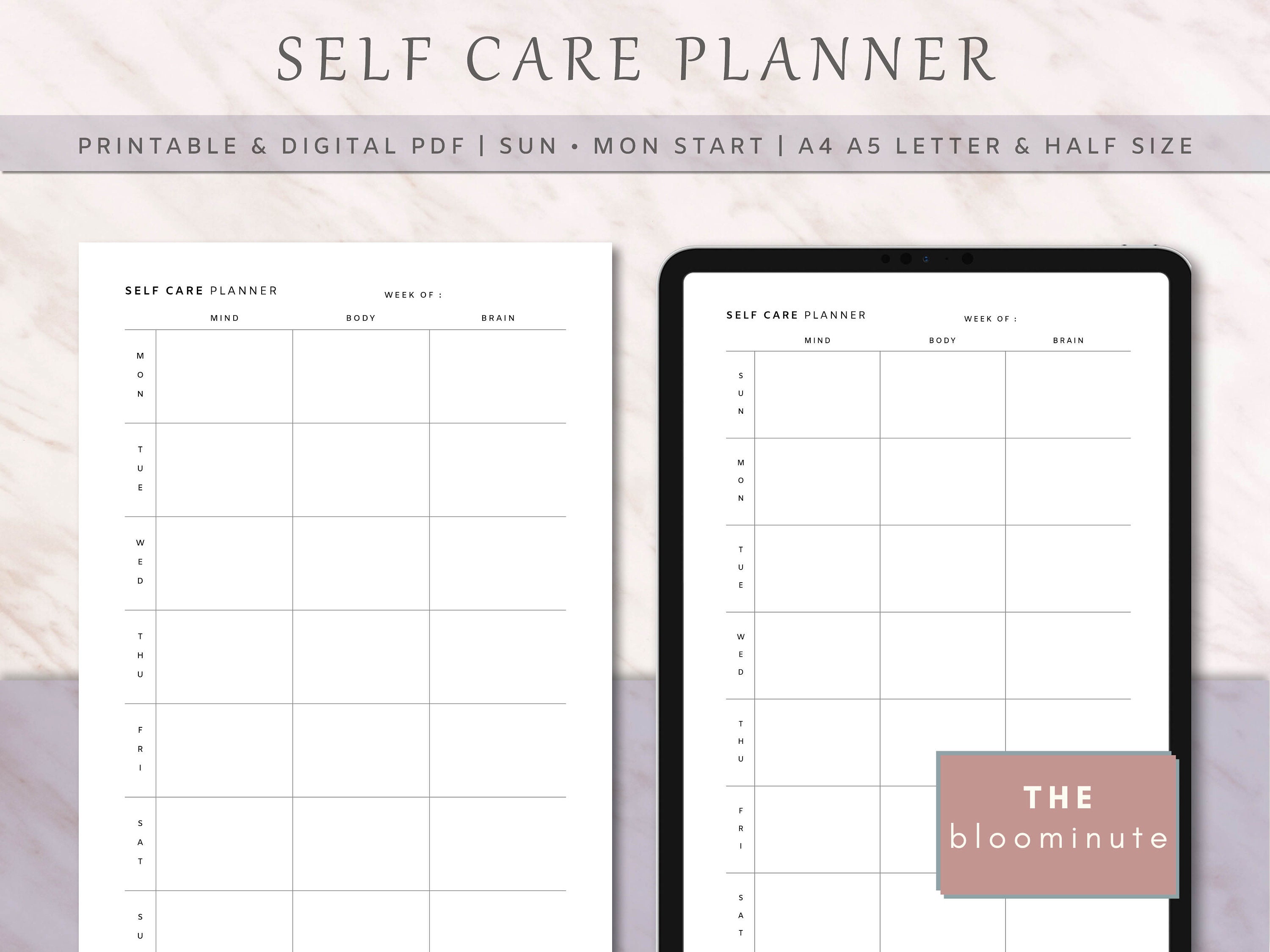 Printable Self-care Planner Weekly, Mindfulness Journal, Health Planner ...