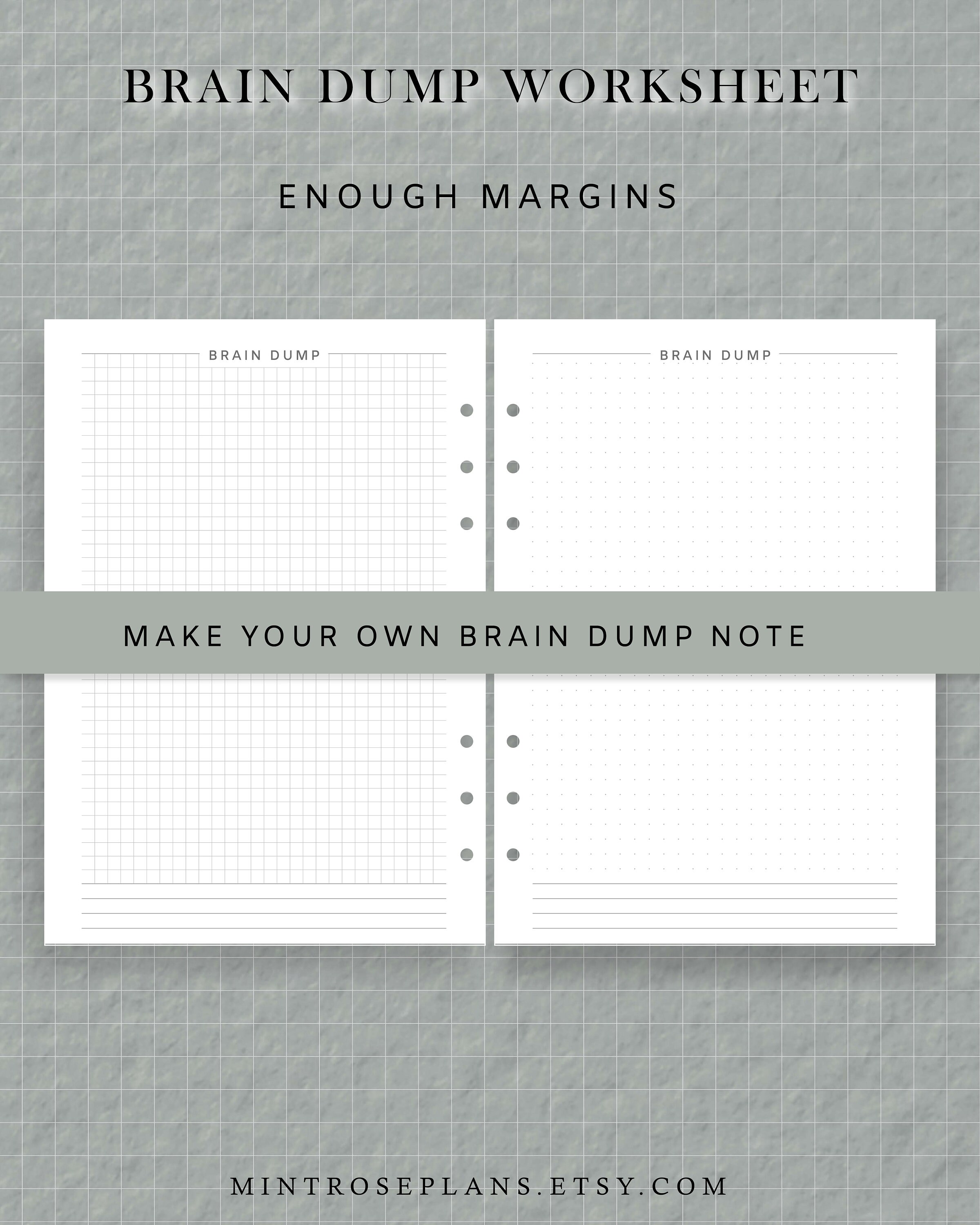 Organize Your Thoughts with Brain Dump Worksheet Printable | Etsy