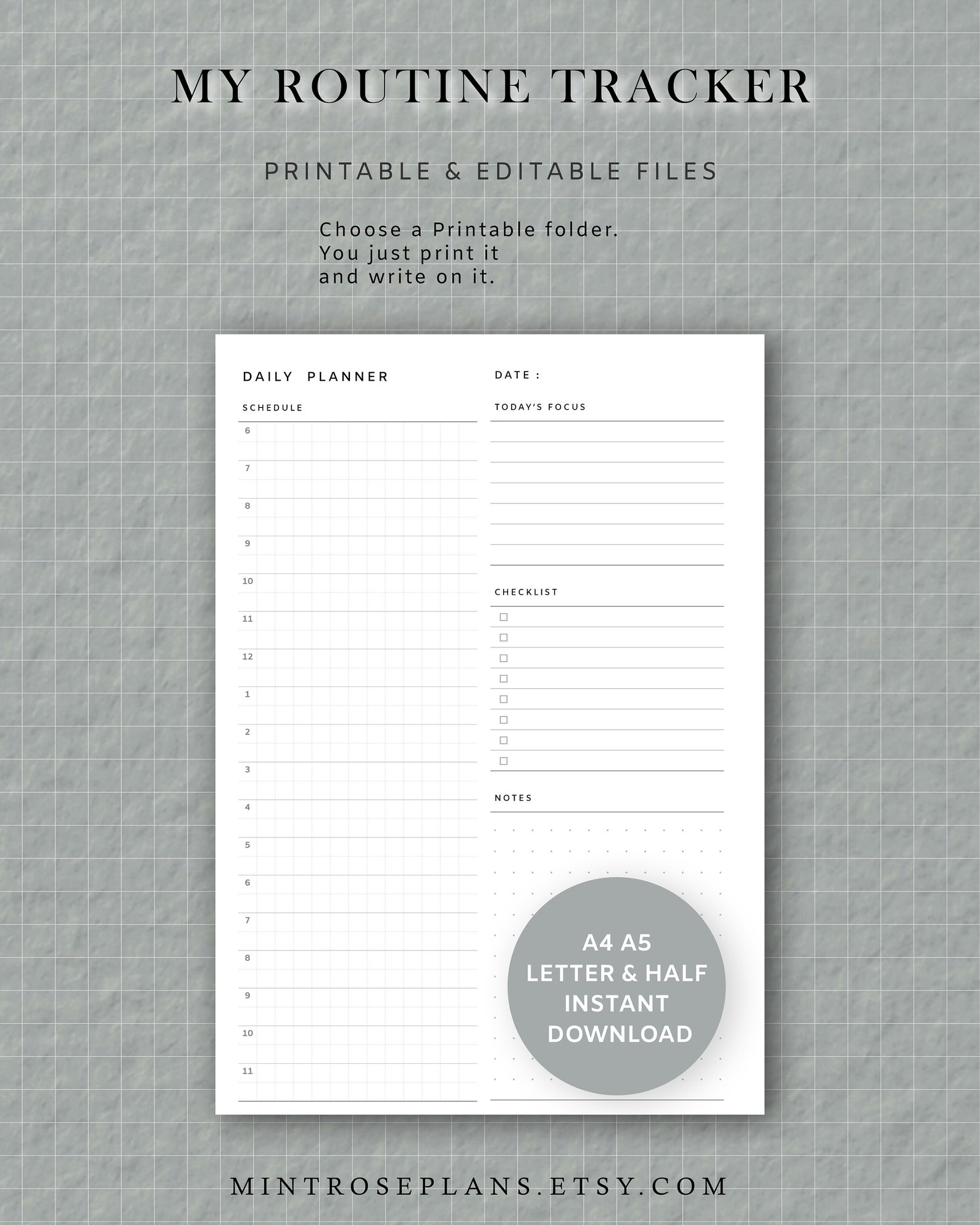 Daily Routine Tracker Printable & Editable PDF Weekly Habit | Etsy